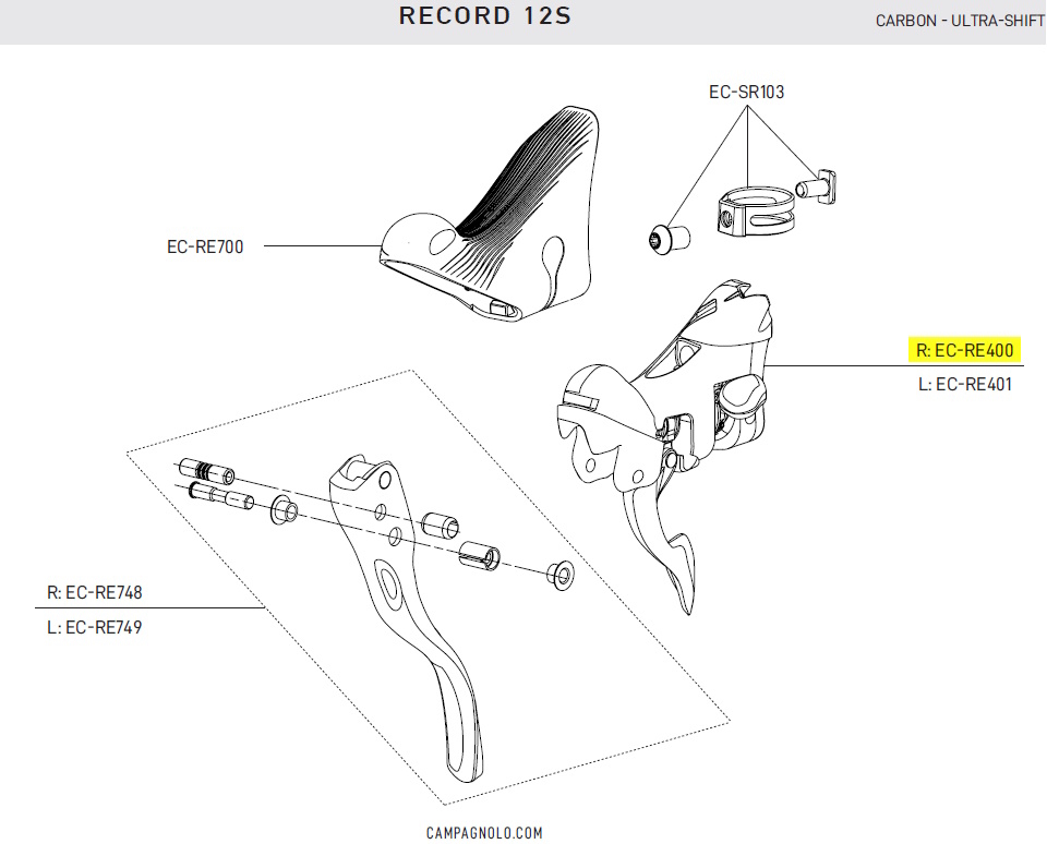 FEsports | Record 12 Speed RH Shifter Body no Brake Lever